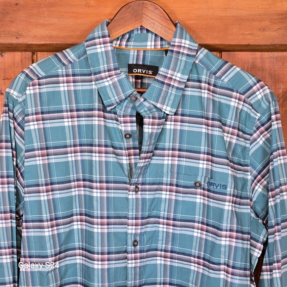 Orvis | Shirts | Orvis Mens Long Sleeve Plaid Button Down Shirt Teal ...